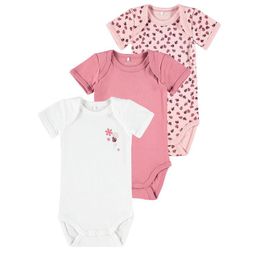 name it - Kurzarm-Body NBFBODY – BLUMEN 3er-Pack in Deco Rose, Gr.50