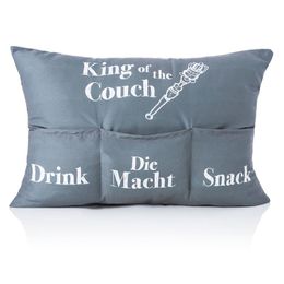 Kissen "King of the Couch" grau, 49 x 35 cm