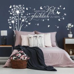MICASIA Wandtattoo - Pusteblume - Nimm Dir Zeit um glücklich zu sein Farbe: grau Größe HxB: 60cm x 80 cm