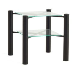 Dico - Metall Nachttisch Beistelltisch mit 2 Glasauflagen 011 Dunkelgrau glänzend