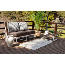 Surya - Teppich Outdoor Indoor Terrasse Balkon Blumen Design Elfenbein und Grau 80 x 150 cm