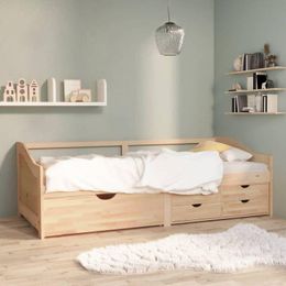 MAISONCHIC Tagesbett 3-Sitzer Einzelbett Bett für Schlafzimmer mit Schubladen Massivholz Kiefer 90x200 cm DE35288 - Braun