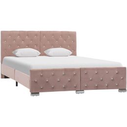MAISONCHIC Bettgestell Doppelbett Bett für Schlafzimmer Rosa Samt 140x200 cm DE36388