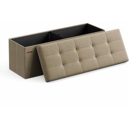 Songmics - Sitzbank mit Stauraum, 110 cm, klappbare Sitztruhe, Aufbewahrungsbox, Fußbank, helltaupe