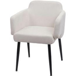 Neuwertig] Esszimmerstuhl HHG 073, Polsterstuhl Küchenstuhl Stuhl mit Armlehne, Stoff/Textil Metall creme-weiß - white