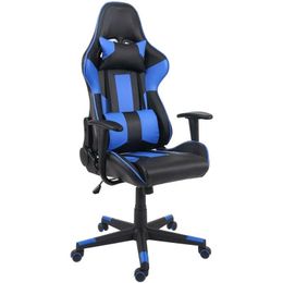 Neuwertig] Bürostuhl HHG 540, Schreibtischstuhl Gamingstuhl Chefsessel Drehstuhl, Kunstleder schwarz/blau - blue
