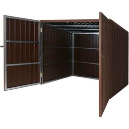 [NEUWERTIG] Mülltonnenverkleidung HHG-067, Mülltonnenbox für Müllcontainer 660-1100L, WPC Metall 166x200x155cm braun - brown