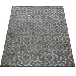 Paco Home - In- & Outdoor Terrassen Teppich Ethno Muster Bordüre Wetterfest Modern In Grau 80x150 cm