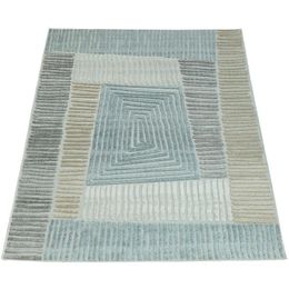 Paco Home - In- & Outdoor Terrassen Teppich Geometrisches Design Pastell Braun Beige Grau 80x150 cm