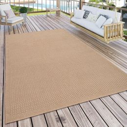 Paco Home - Outdoor Teppich Für Terrasse Und Balkon Küchenteppich Einfarbig Modern Beige ø 160 cm Rund