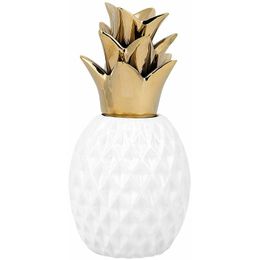 Beliani - Dekofigur Weiß 12 x 23 cm Keramik Pflegeleicht Wohnartikel Ananas Form - Weiß