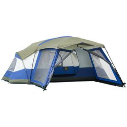 Outsunny Camping Zelt 6-8 Personen Zelt Familienzelt mit Vorraum 2 Fenster Kuppelzelt PU3000mm für Trekking F