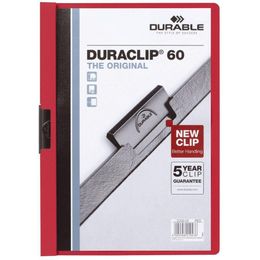 Durable Durable Klemm-Mappe Duraclip Original 60 A4 rot Wischbezug (schwarze Metallklemme aus Spezialstahl