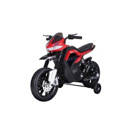 HOMCOM Elektro-Kindermotorrad Elektrofahrzeug mit Stützrädern maximal 3 km/h Metall + Kunststoff Rot