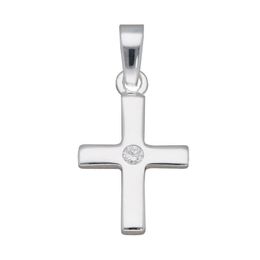 Adelia´s Adelia´s Kettenanhänger 925 Silber Kreuz Anhänger, mit Zirkonia Silberschmuck für Damen & Herren, silberfarben
