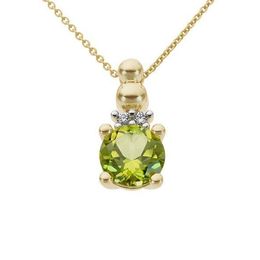 Firetti Kettenanhänger Schmuck Geschenk Gold 333 Halsschmuck Anhänger für Halskette Peridot, mit Peridot und Brillanten, gelb|goldfarben|grün