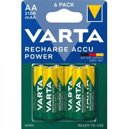Varta Recharge Accu Recycled AA 2100 mAh Akkupacks Mignon AA 2100 mAh (6 St), gelb|grün
