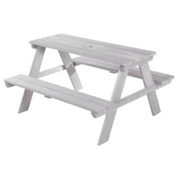 Roba Kindersitzgruppe 'Outdoor+', wetterfeste Sitzgarnitur 'Picknick for 4', aus Massivholz, grau