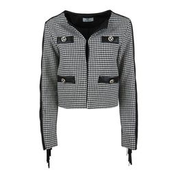 Influencer &Uuml;bergangsjacke 'Houndstooth' Damen Gr&ouml;&szlig;e S schwarz / wei&szlig;