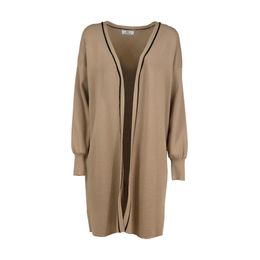 Influencer Strickjacke Damen Gr&ouml;&szlig;e L beige / schwarz