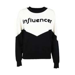 Influencer Pullover Damen Gr&ouml;&szlig;e S schwarz / wei&szlig;