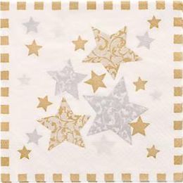 Papstar Servietten Popstar Stardust , 3-lagig mit ¼-Falz, 330 x 330 mm, 100 Stück