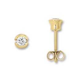 ONE ELEMENT Paar Ohrstecker Zirkonia Zarge Ohrringe Ohrstecker aus 333 Gelbgold, Damen Gold Schmuck Zarge, goldfarben