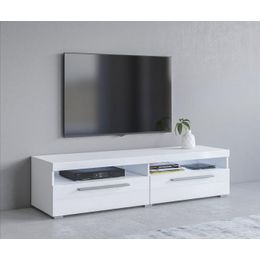 Inosign Lowboard India,Breite 140 cm, stilvolle Fernsehschrank mit offenen Fächern, TV-Board ohne Beleuchtung, TV-Kommode mit viel Stauraum, weiß