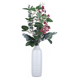 Creativ deco Dekovase Weihnachtsdeko (Set, 2 St., 1 Vase, 1 Bouquet), mit natürlich wirkendem Beeren-Bouquet, weiß