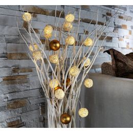 Konstsmide LED-Lichterkette Weihnachtsdeko, 16-flammig, LED Dekolichterkette, Kugeln aus geflochtenen Zweigen, 16 Dioden, beige