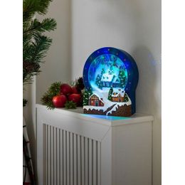 Konstsmide LED Dekolicht Weihnachtsdeko, LED fest integriert, Warmweiß, Szenerie Dorf, Glas, mit Animation + 8 klassischen Weihnachtsliedern, bunt