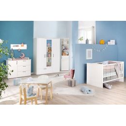 Roba® Babyzimmer-Komplettset Sylt, (Set, 3-St., Gitterbett, Schrank, Wickelkommode), mit Kinderbett, Wickelkommode & Kleiderschrank; Made in Europe, weiß