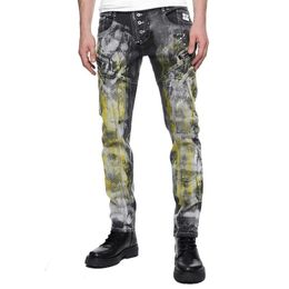 Rusty Neal Straight-Jeans MORI mit trendigen Zierelementen, gelb|schwarz