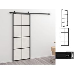 vidaXL Zimmertür Schiebetür Aluminium und ESG-Glas 76 x 205 cm Schwarz