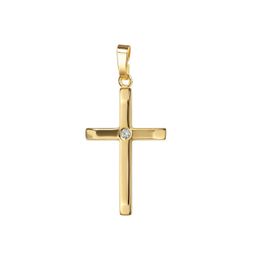 JEVELION Kettenanhänger Kreuz Anhänger 750 Gold mit Brilliant (Goldkreuz