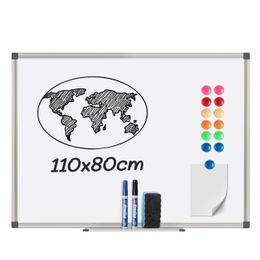 Homewit Magnettafel 110 x 80 cm-Magnetisches Whiteboard mit Aluminiumleisten