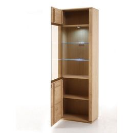 Expendio Vitrine Senta 4 Eiche bianco teilmassiv 69x209x38 vormontiert mit Softclose-Funktion