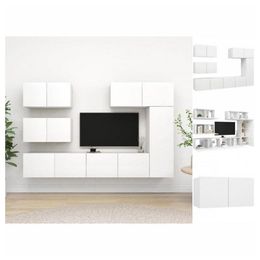 vidaXL Kleiderschrank 6-tlg TV-Schrank-Set Weiß Spanplatte