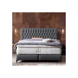 BettCo Boxspringbett Chester (in Dunkelgrau Velours