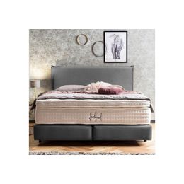 BettCo Boxspringbett London (in Dunkelgrau Samt