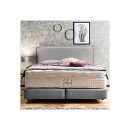 BettCo Boxspringbett London (in Silber Samt