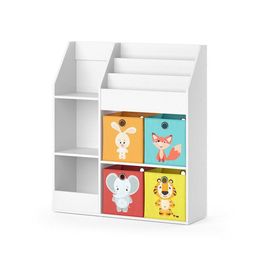 VICCO Bücherregal Kinderzimmerregal LUIGI Weiß mit Faltboxen