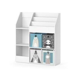 VICCO Bücherregal Kinderzimmerregal LUIGI Weiß mit Faltboxen