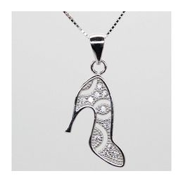 ELLAWIL Silberkette Kette mit High Heels Anhänger Damen Zirkonia Halskette Mädchen (Kettenlänge 50 cm