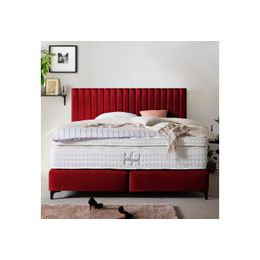 BettCo Boxspringbett Paris (in Rot Samt)