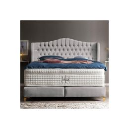 BettCo Boxspringbett Maison (in Silber Samt