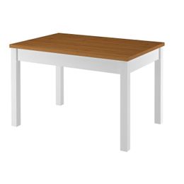 ERST-HOLZ Küchentisch Tisch 80x120 Esstisch Tischplatte Eichefarben weiße Beine Massivholz