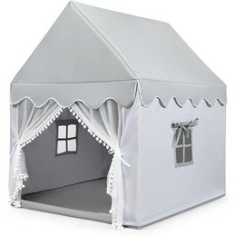 KOMFOTTEU Spielzelt Kinderzelt mit gepolsterter Decke & Fenstern & Holzrahmen