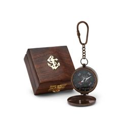 NKlaus Dekofigur Kompass-Schlüsselanhänger mit Deckel 5cm Messing Peilkompass Richtungs