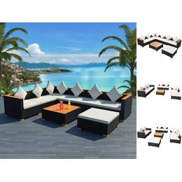 vidaXL Garten-Essgruppe 8-tlg Garten Lounge Set mit Auflagen Polyrattan Schwarz Sitzgruppe Set